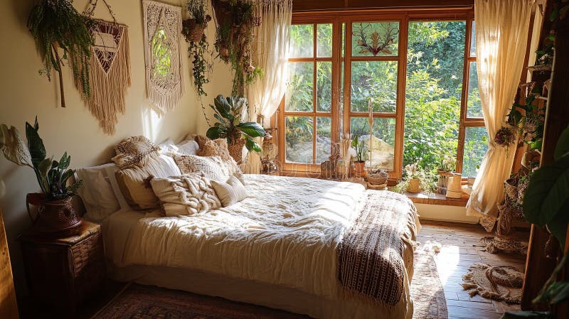 Boho-style Rooms with Natural Materials and Textures. Stock Photo ...