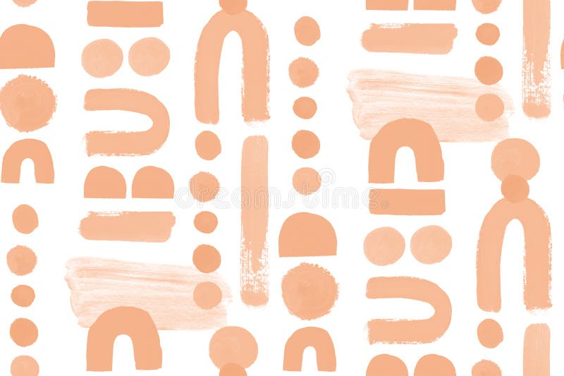 Boho Style Seamless Geometric Pattern in Peach Shades Stock Photo ...