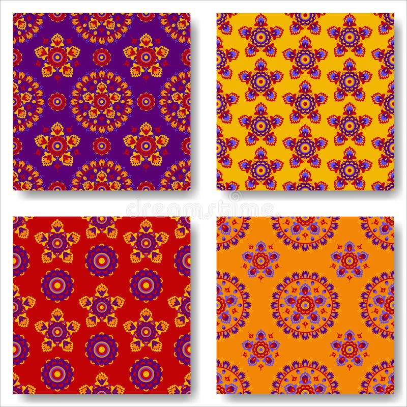 Boho Style Seamless Pattern Set. Cute and Cozy Cottagecore Vector ...