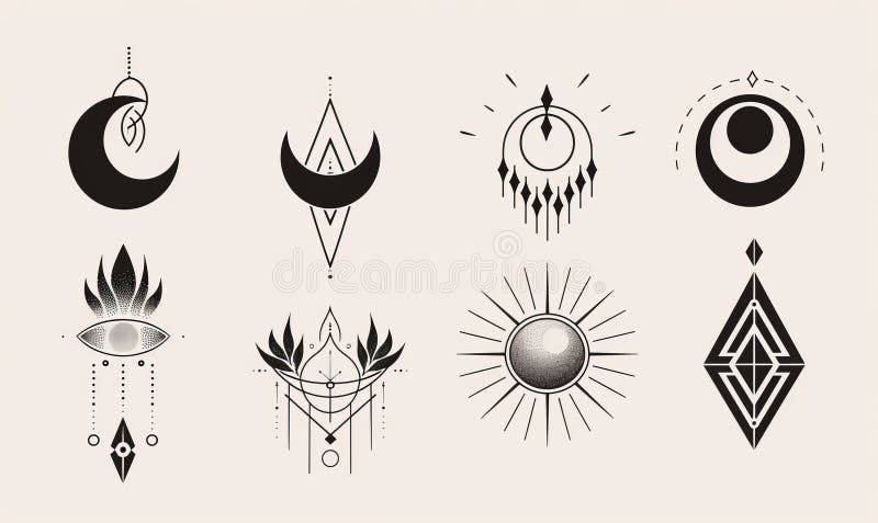 Boho Style, Set of Ornamental Symbols for Your Designs Stock ...