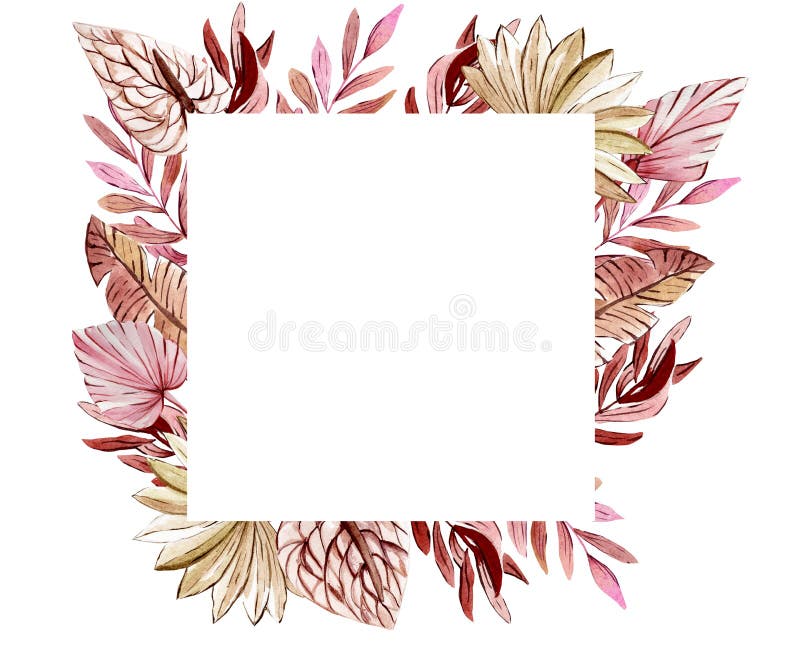 Boho Style Watercolor Frame. Place for Text Stock Illustration ...