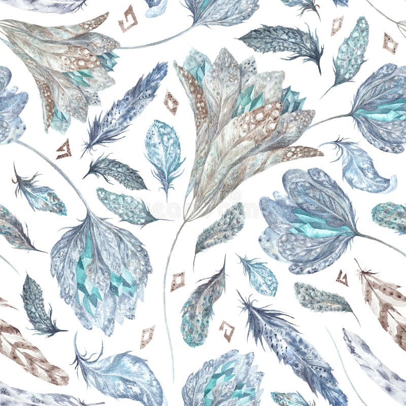 Boho Style Watercolor Pattern Stock Illustration - Illustration of ...