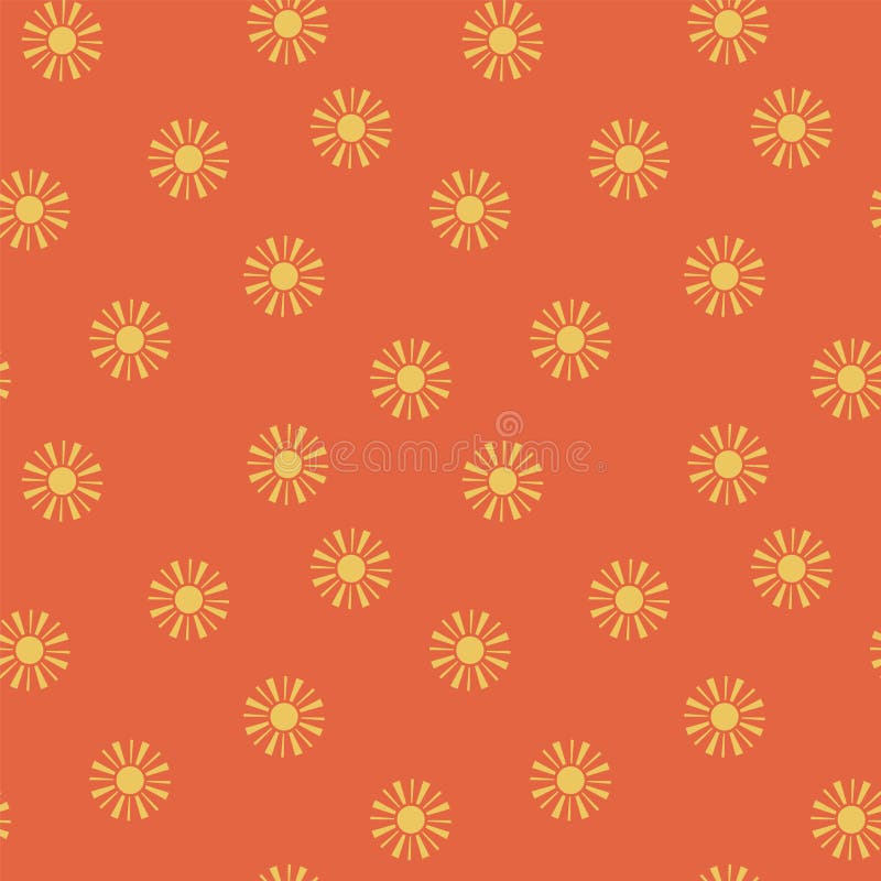 Boho Sun Vector Seamless Pattern. Modern Simple Sun Shapes on Orange ...