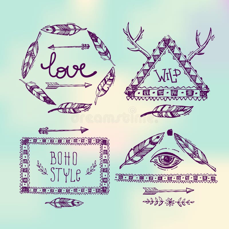 Boho vector illustration. stock vector. Illustration of curve - 70144132