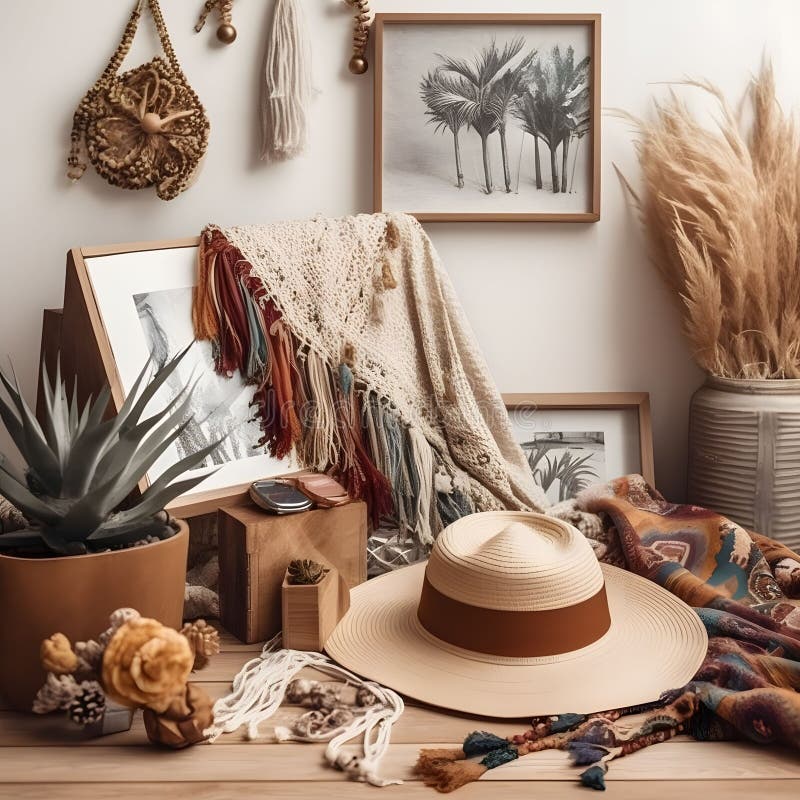 Boho-modern Vibe in Your Living Room with this Empty Mockup Poster Wall ...