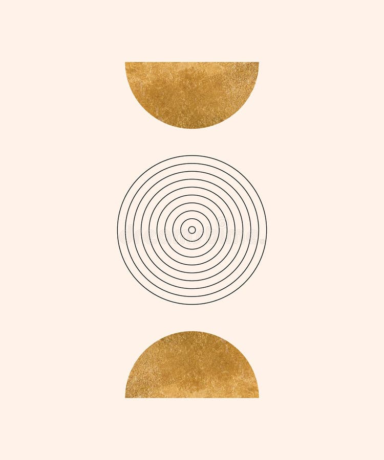 Boho Wall Art Print with Moon and Rainbow Lines Stock Illustration ...