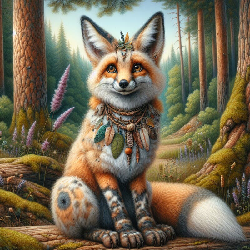 Boho Woodland Fox stock illustration. Illustration of woodland - 308745977