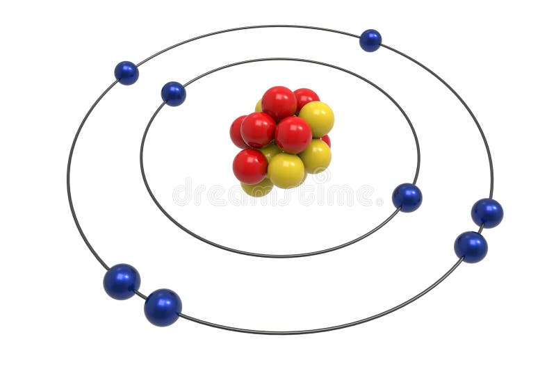Tlenowy Atom Z Protonem, Neutronem I Elektronem, 3D Bohr Model ...