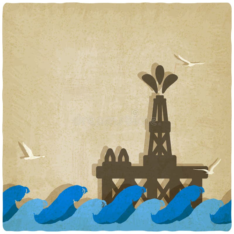 Bohrinsel im blauen Meer vektor abbildung. Illustration von benzin ...