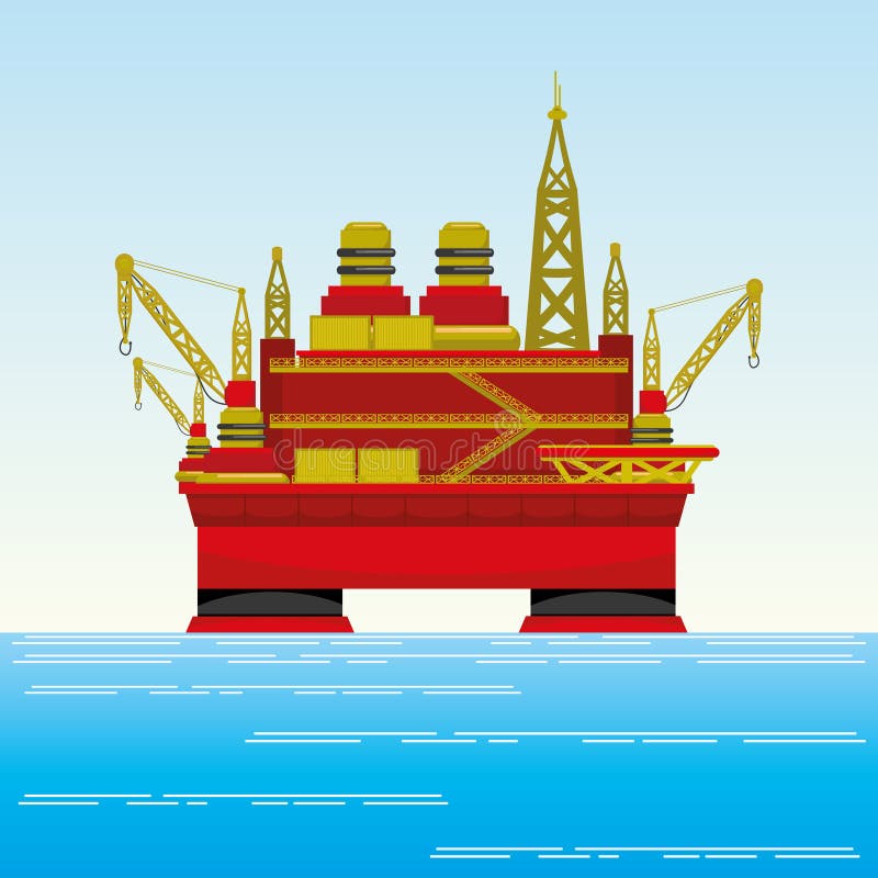 Bohrinsel im Meer vektor abbildung. Illustration von vektor - 89749175