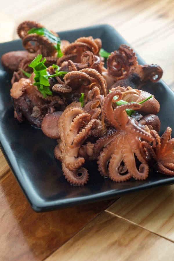 Boiled Baby Octopus stock photo. Image of olive, spanish - 145586226
