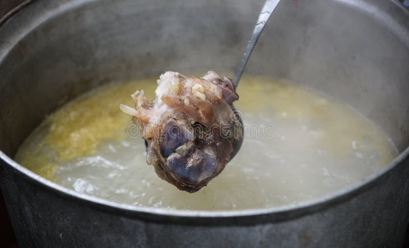 Boiled Beef Bone in a Cauldron Stock Image - Image of shadows, pink ...