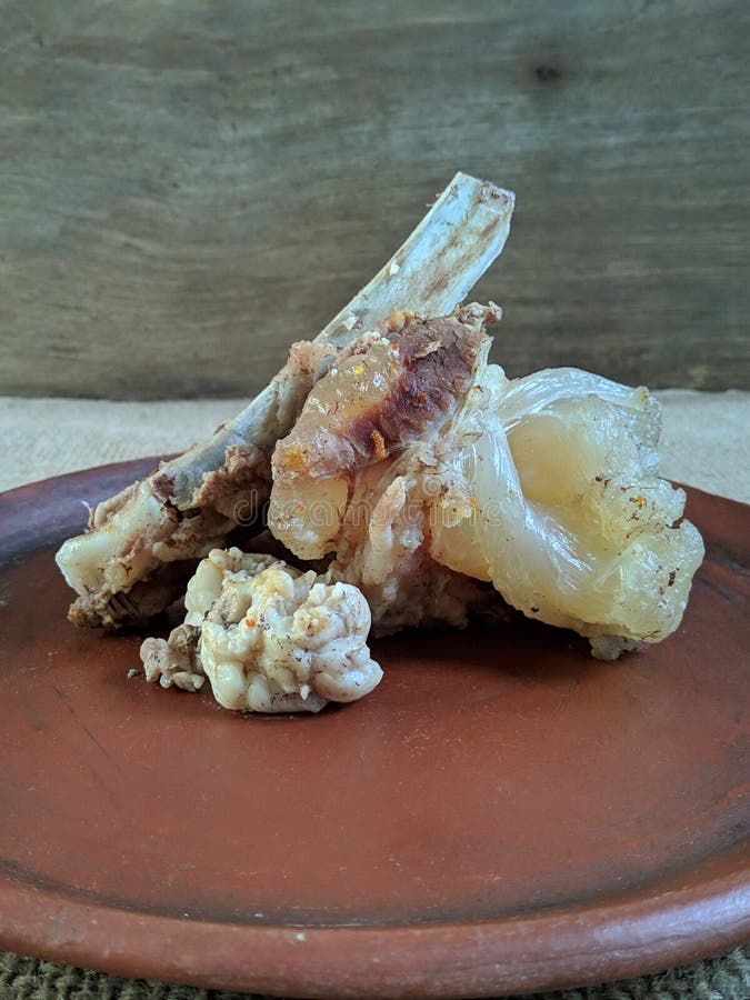 Boiled Beef Fat on Brown Clay Plate Stock Image - Image of brown ...