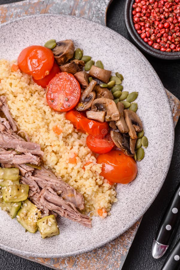 Boiled Beef with Vegetables, Grains, Seeds and Spices Stock Image ...