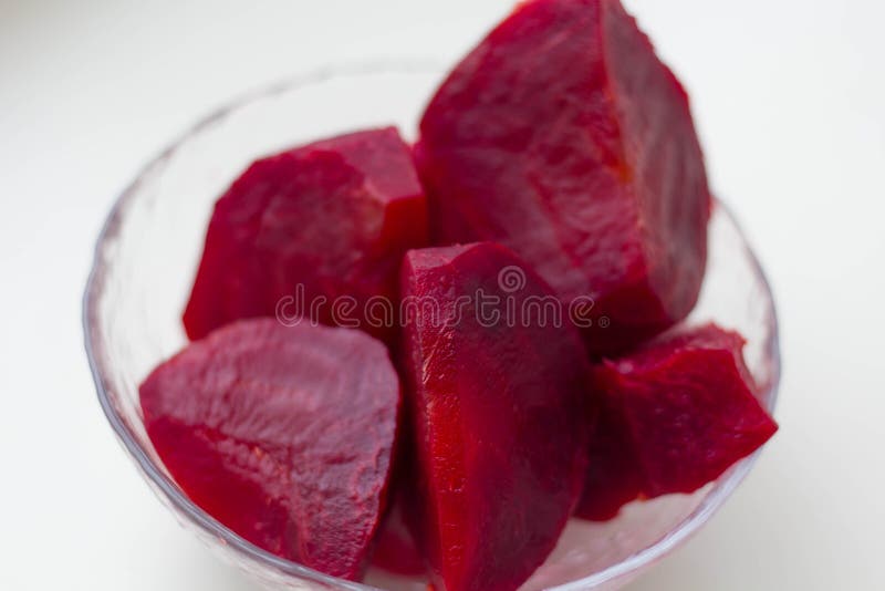 Boiled Beets Cut into Pieces in a Plate Closeup Stock Image - Image of ...