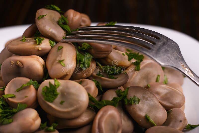 Boiled Broad Beans on a Rustic Background Stock Photo - Image of heap ...
