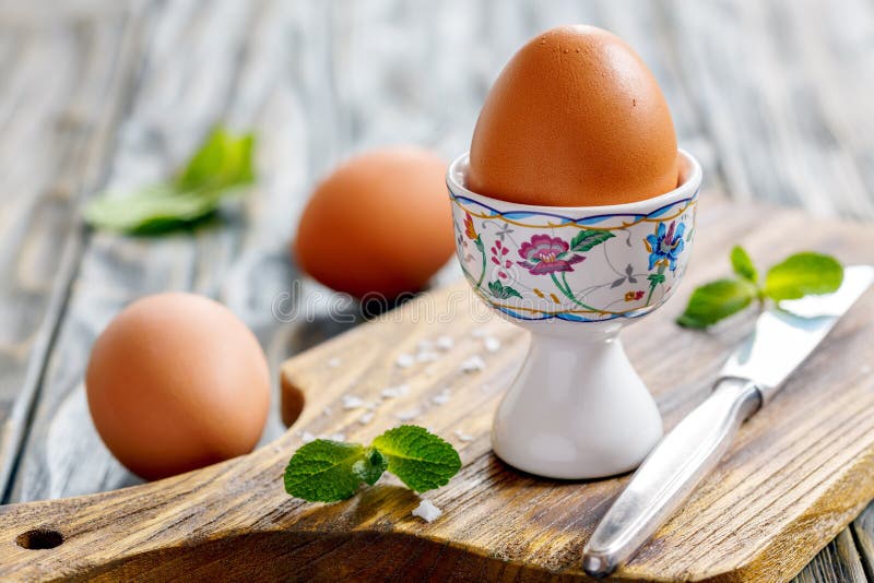 Boiled Brown Egg on a Stand. Stock Photo - Image of brown, boiled: 90248798