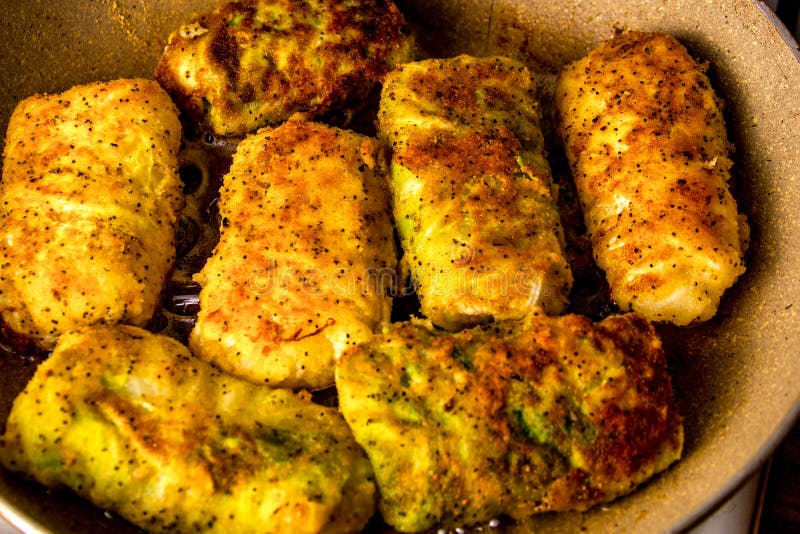 Boiled Cabbage Rolls Covered with Breadcrumbs with Spices Stock Photo ...