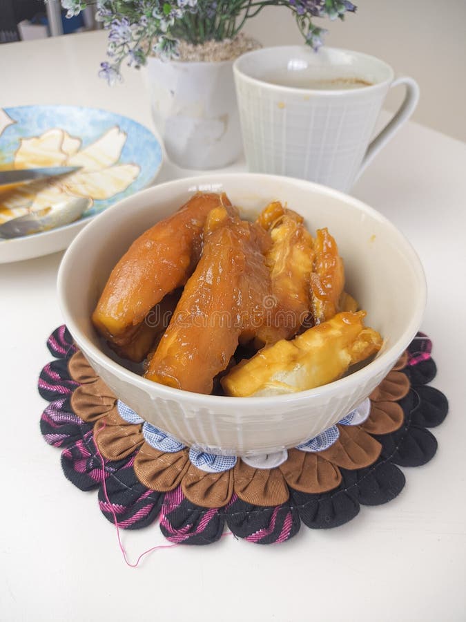 Boiled Cassava Brown Sugar, a Delicacy from Indonesia Stock Photo ...