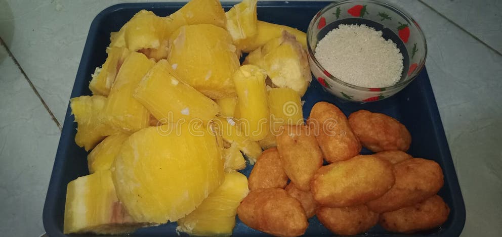 Boiled Cassava,fried Comro,typical Sundanese Sugar Stock Photo - Image ...