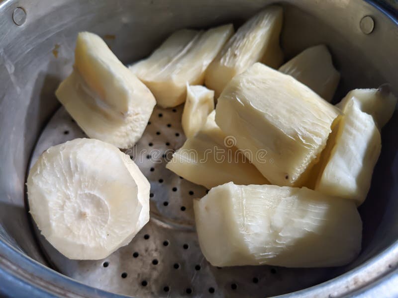 Boiled Cassava in a Saucepan. Carbohydrate Substitute for Rice Stock ...
