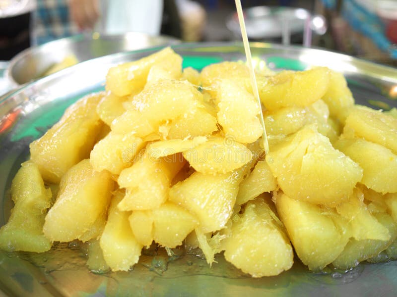 Boiled cassava in syrup. stock photo. Image of closeup - 29335696