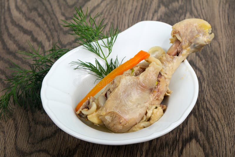 Boiled chicken leg stock image. Image of sauce, orange - 112845927