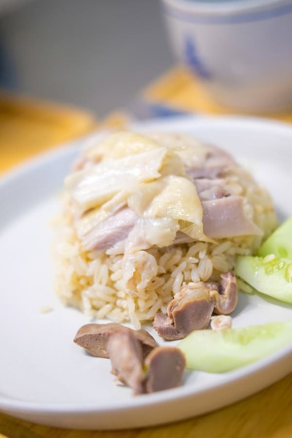 Boiled chicken rice stock photo. Image of cucumber, eating - 342274462