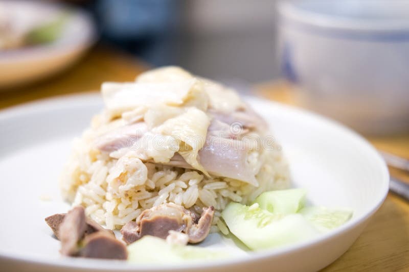 Boiled chicken rice stock image. Image of street, thailand - 351063985