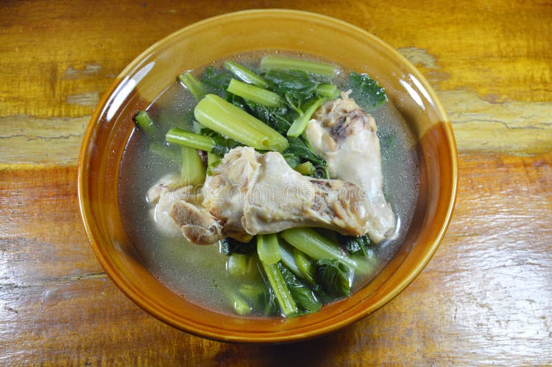 Boiled Chinese Cabbage with Chicken Leg Soup on Bowl Stock Photo ...