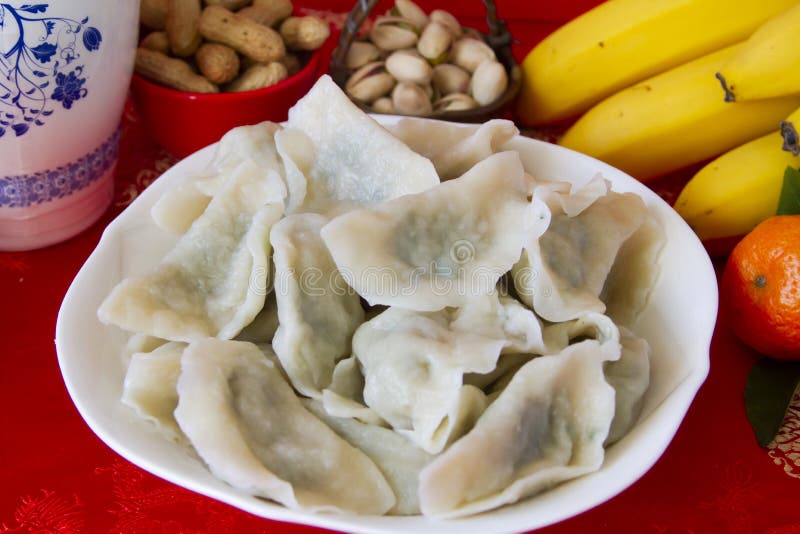 Boiled Chinese Dumplings in a Plate Close Up Stock Photo - Image of ...