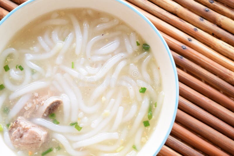 Boiled Chinese Noodle, Paste of Rice Flour with Pork Soup Stock Photo ...