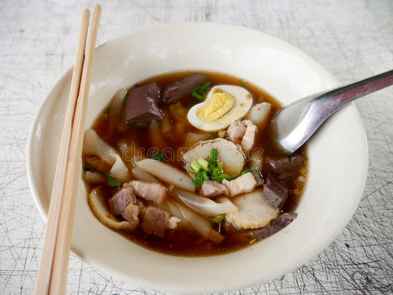 Boiled Chinese Pasta Square or Paste of Rice Flour Stock Photo - Image ...