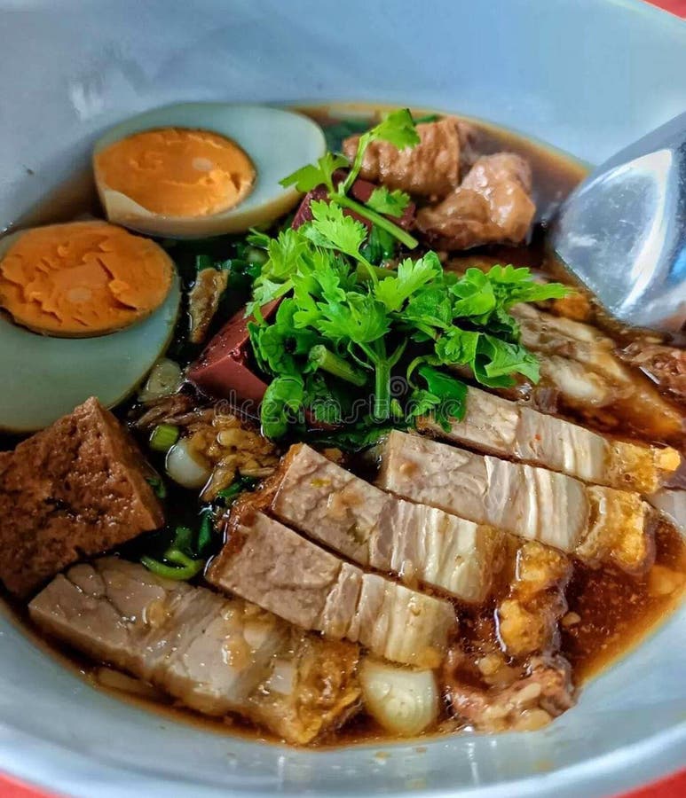 A Boiled Chinese Pasta Square or Paste of Rice Flour. Thai Food Stock ...