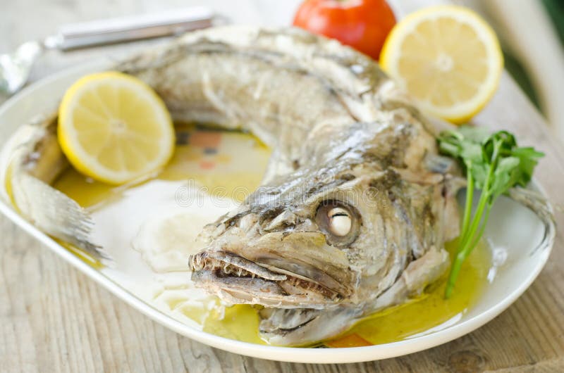 Boiled cod stock image. Image of gastronomy, boiled, tray - 26538509
