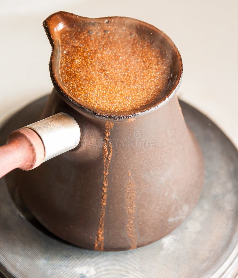 Boiled Coffee in Cezve on an Electric Oven. Stock Photo - Image of seed ...