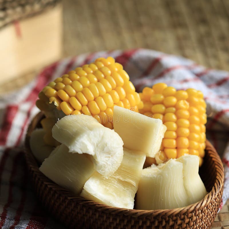 Boiled Corn and Cassava stock photo. Image of background - 240018922