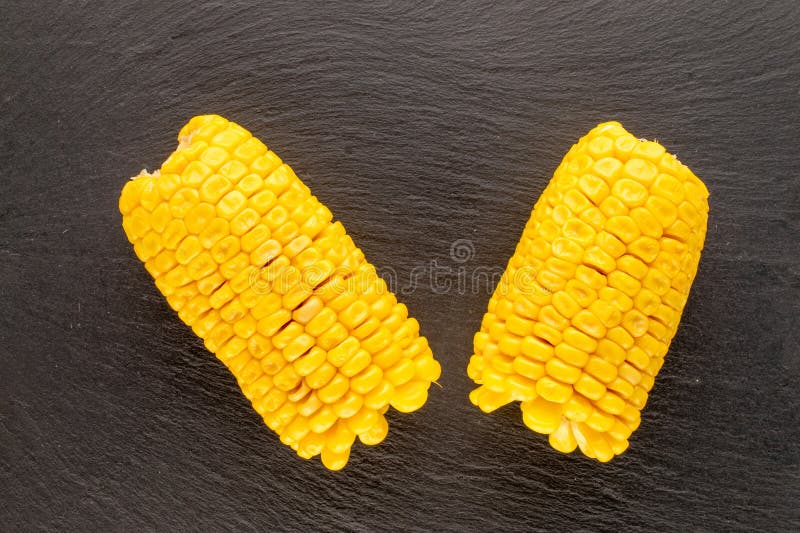 Boiled Corn with Ceramic Dish, Macro, Isolated on White Background and ...