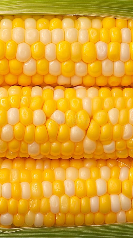 Boiled Corn Close Up Rows of Fresh Golden Yellow Corn Kernels Stock ...