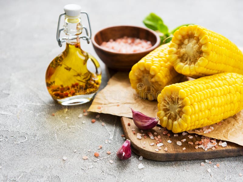 Boiled corn cob stock photo. Image of delicious, garlic - 149349908