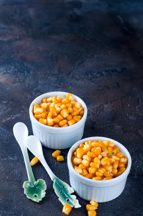 Boiled Corn Kernels in White Cups Stock Image - Image of nature ...
