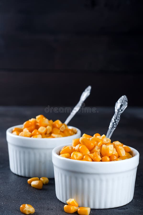 Boiled Corn Kernels in White Cups Stock Photo - Image of healthy ...