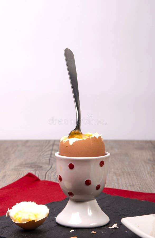 Boiled egg stock image. Image of spoon, yolk, silver - 39334625