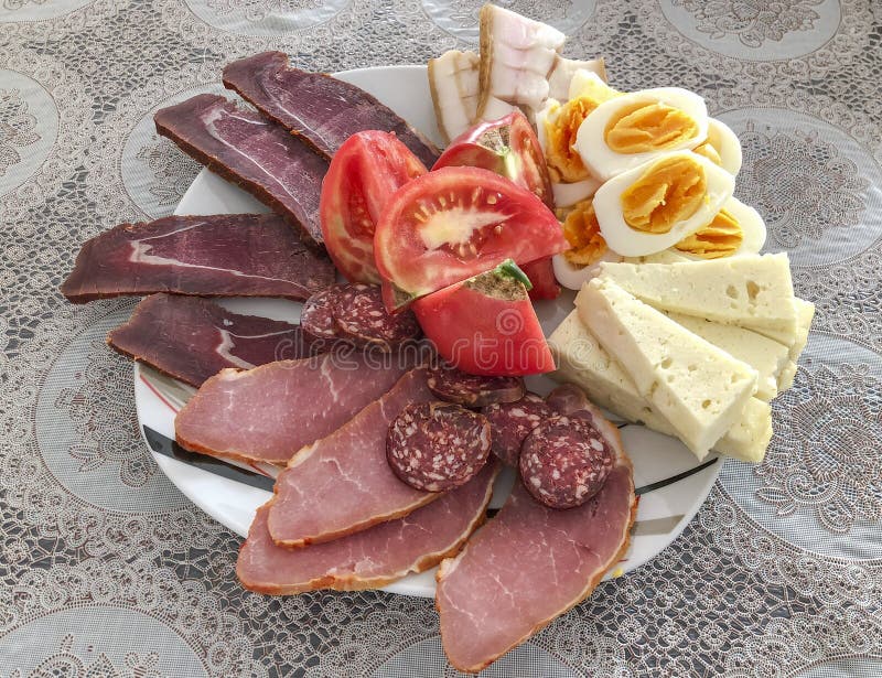 Egg, Cheese and Ham on Table for Breakfast Stock Image - Image of ...