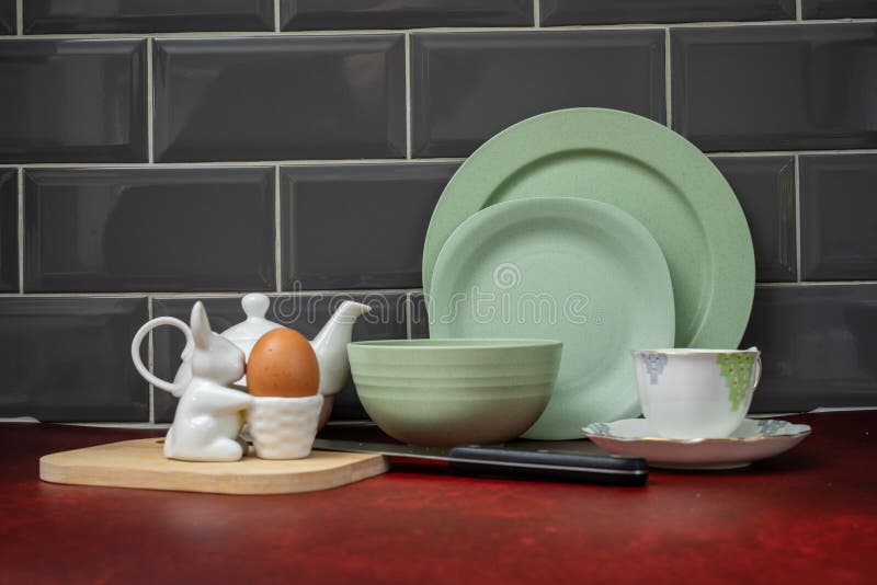 Breakfast Boiled Egg in China Rabbit Egg Cup with Bone China Tea Pot ...