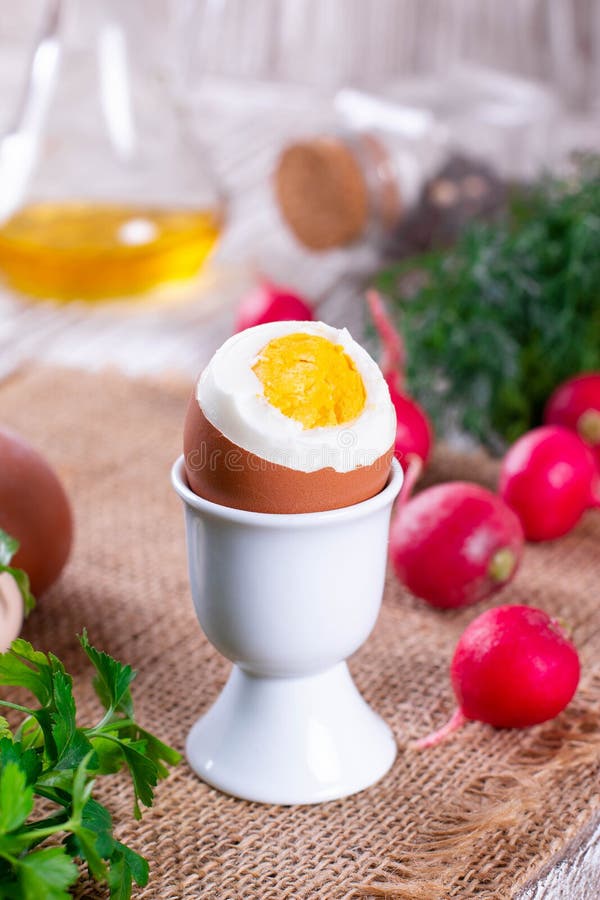Boiled egg in a stand stock photo. Image of morning - 177969726