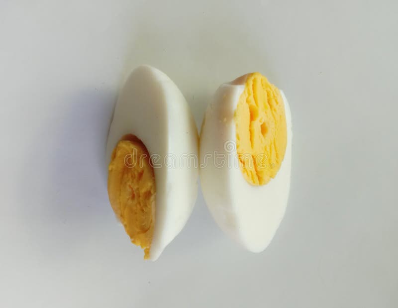 Boiled Egg Two Halves Slice Isolated on White Background Closeup. Stock ...