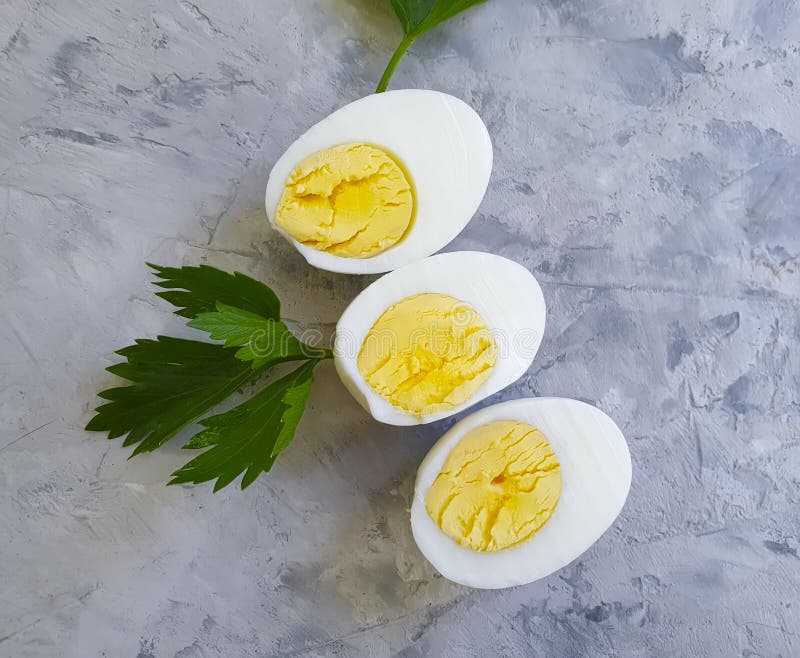Boiled Eggs, Parsley on a Concrete Background Cuisine Stock Photo ...