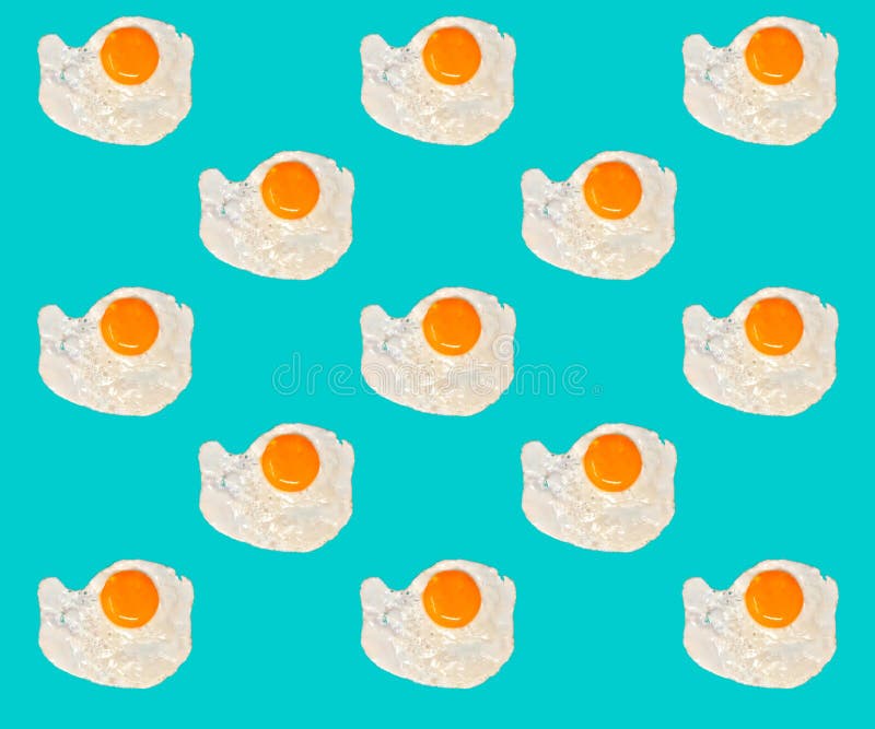 Boiled Eggs Pattern on Blue Solid Background. Breakfast and Protein ...