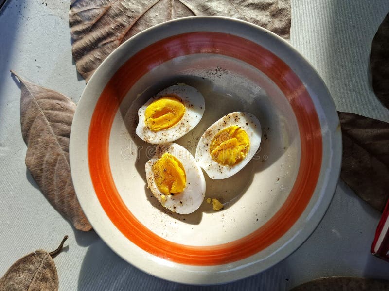 Boiled Eggs Photographed in the Bowl with Morning Light Stock Image ...